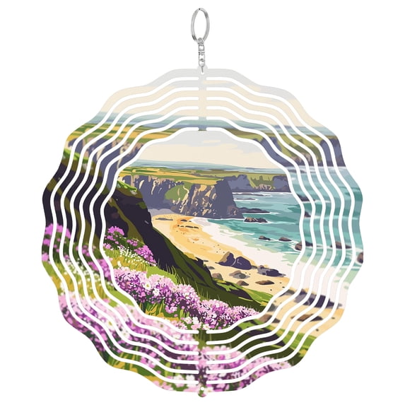 Cornwall England Coastline View 3D Wind Spinner Stainless Steel Hanging ...