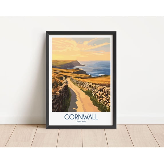Cornwall Poster Vintage England Scenic Wall Art Print, Unframed Canvas ...