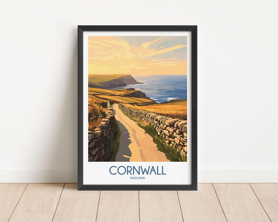 Cornwall Poster Vintage England Scenic Wall Art Print, Unframed Canvas ...