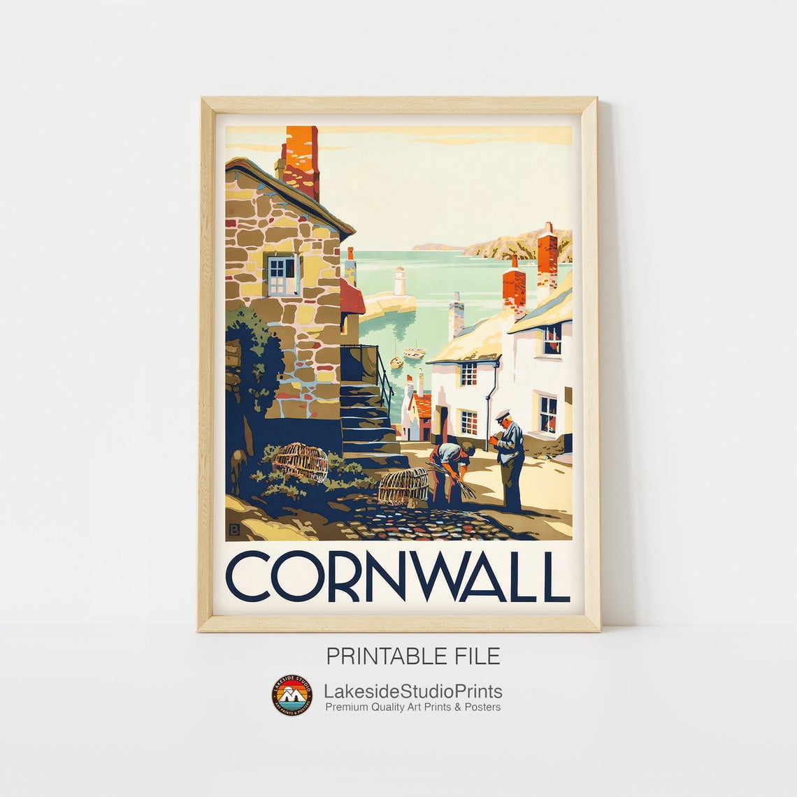 Cornwall Retro Travel Poster Instant Download Vintage Travel Poster ...