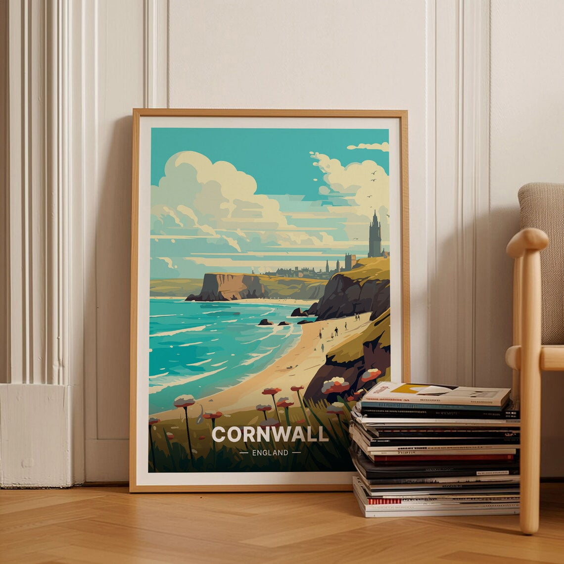 Cornwall Travel Poster, Scenic Wall Art, Coastal Decor, England Seaside ...