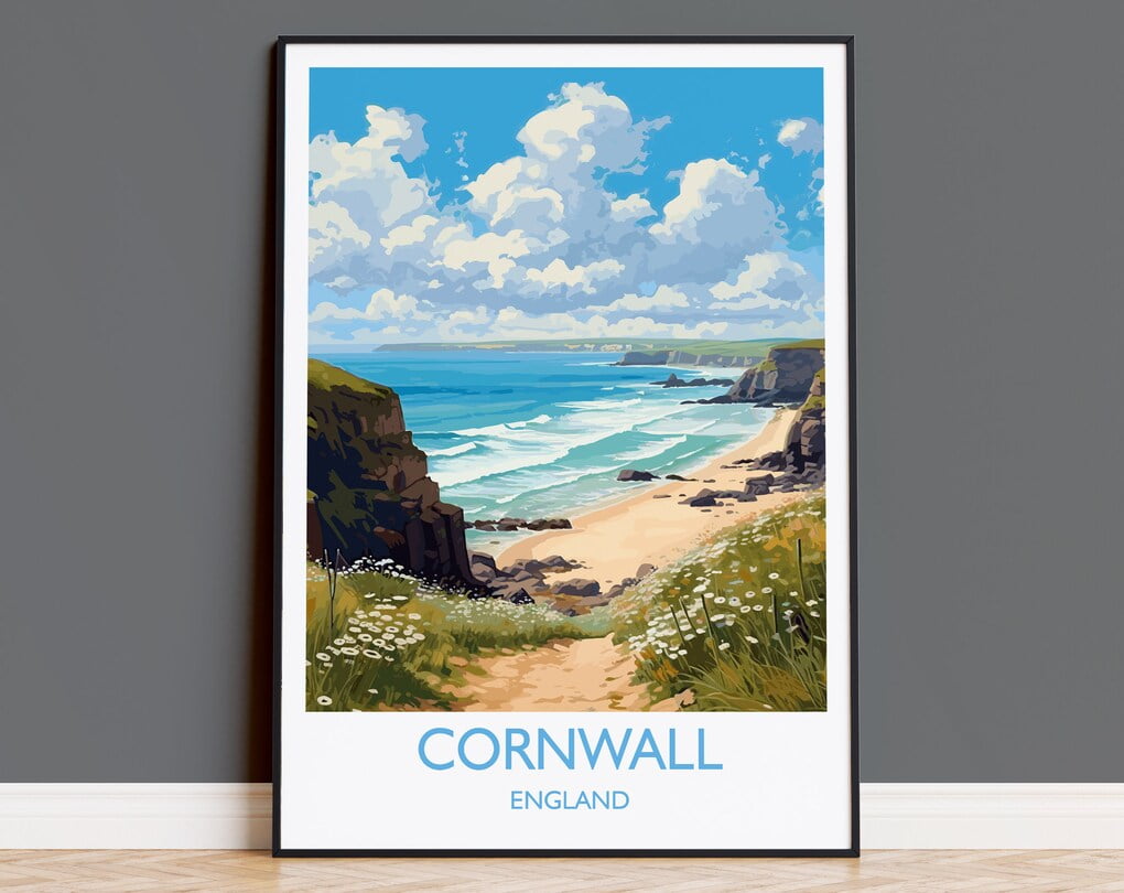 Cornwall Travel Poster, Travel Print Of Cornwall, England, Cornwall Art ...