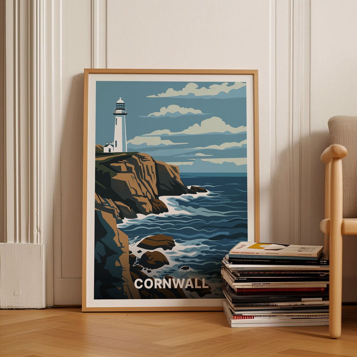 Cornwall Travel Poster, Uk Landscapes, Trevose Lighthouse, Hiking ...