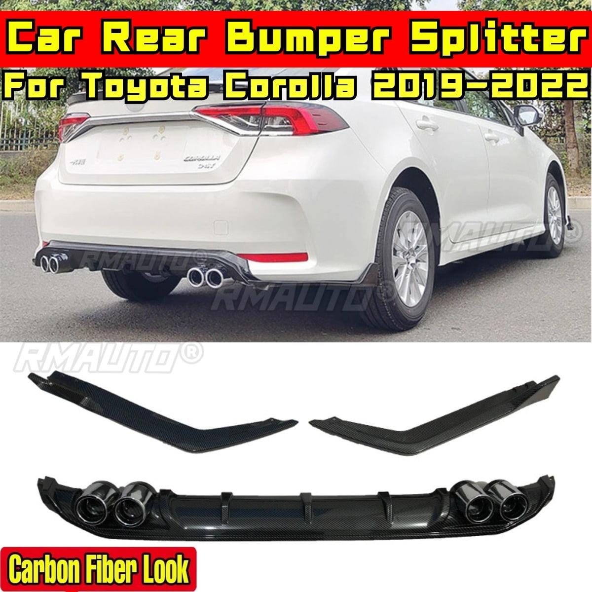 Corolla Rear Bumper Splitter Glossy Black Sport Style Rear Bumper ...