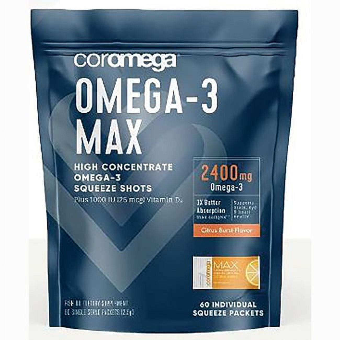 Coromega MAX EPA Supplements, High Omega-3 Fish Oil, Citrus Burst, 2400 ...