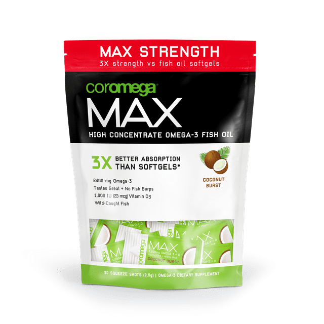 Coromega MAX Omega-3 Squeeze Packets, Coconut Bliss, 30 Ct - Walmart.com