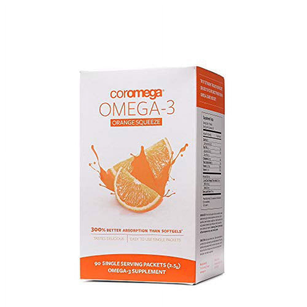 Coromega Omega 3 Supplement, EPA DHA Fish Oil, Orange Flavor, 90 Count ...