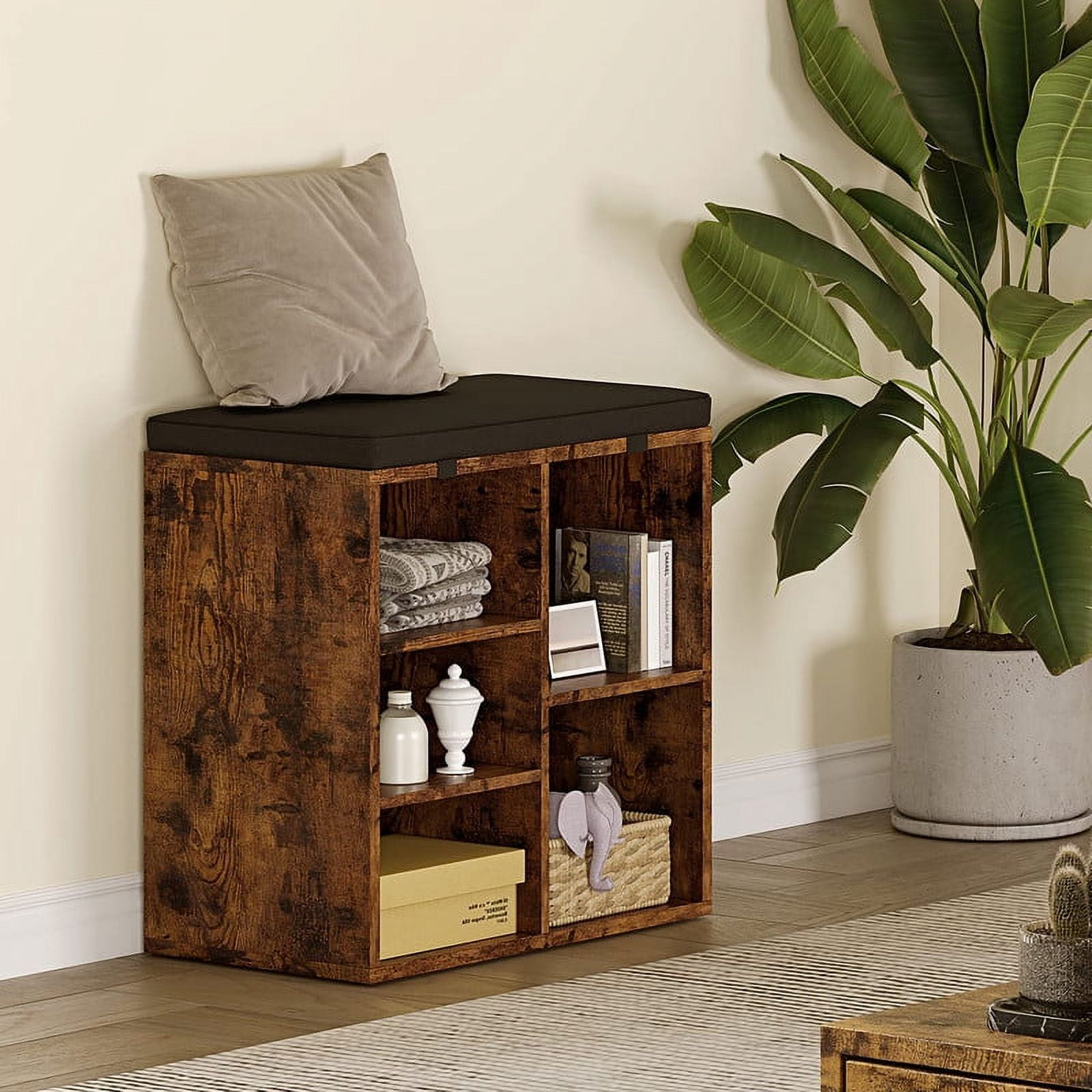 Coromose 20" 5-Cube Shoe Storage Bench with Padded Seat for Entryway ...