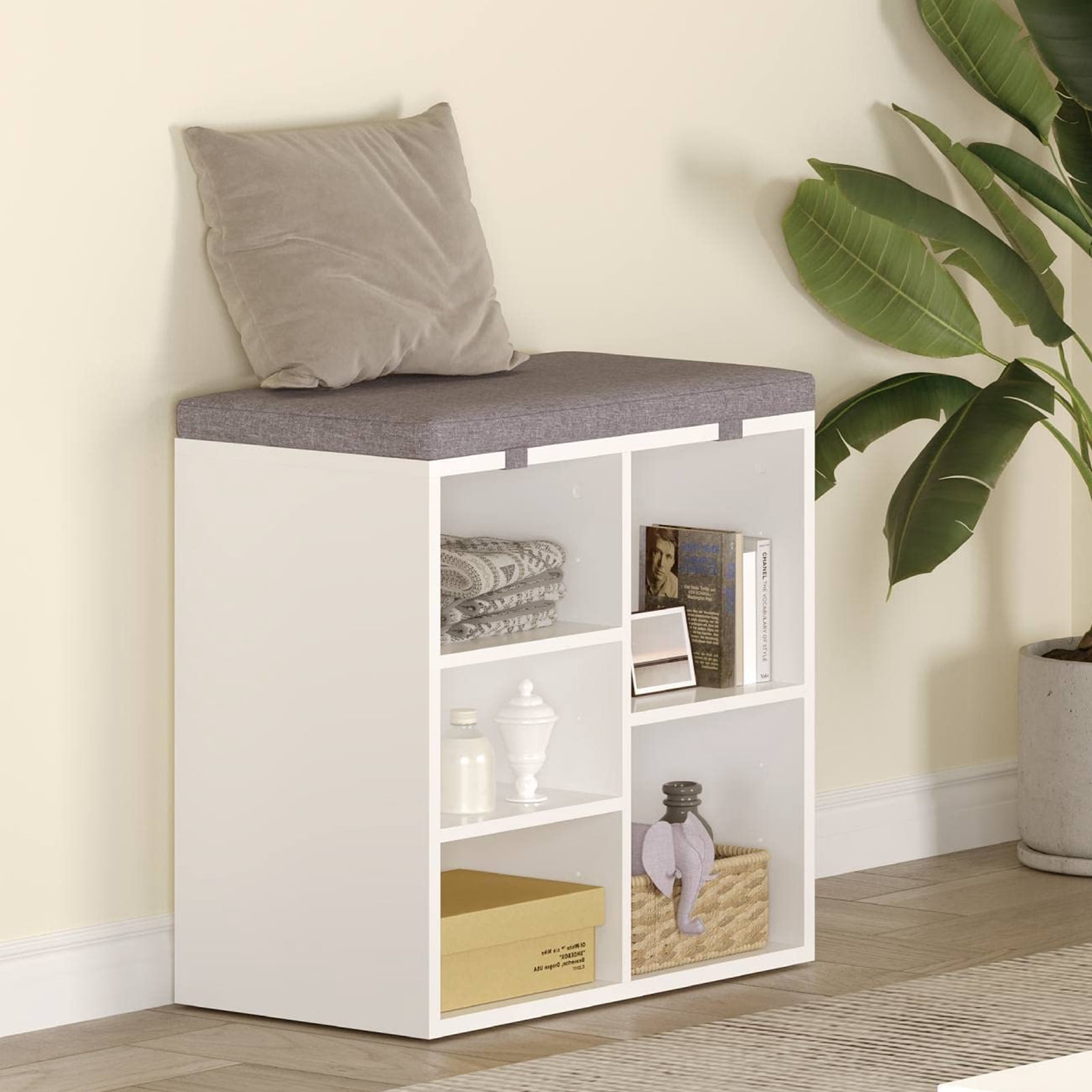 Coromose 20" 5-Cube Shoe Storage Bench with Padded Seat for Entryway ...