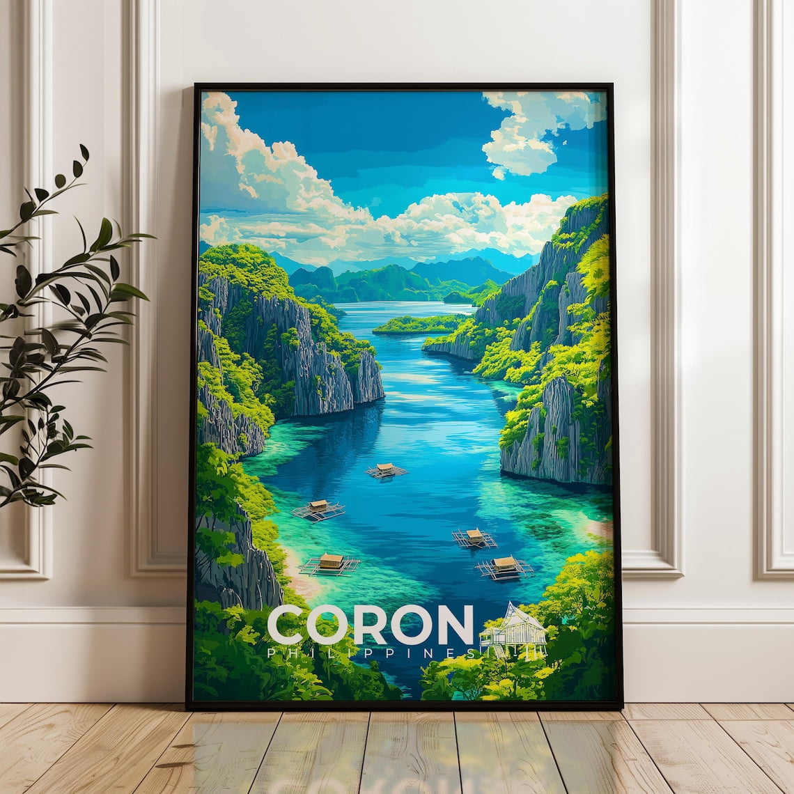 Coron Travel Poster - Philippines Wall Art Print, Palawan Island ...