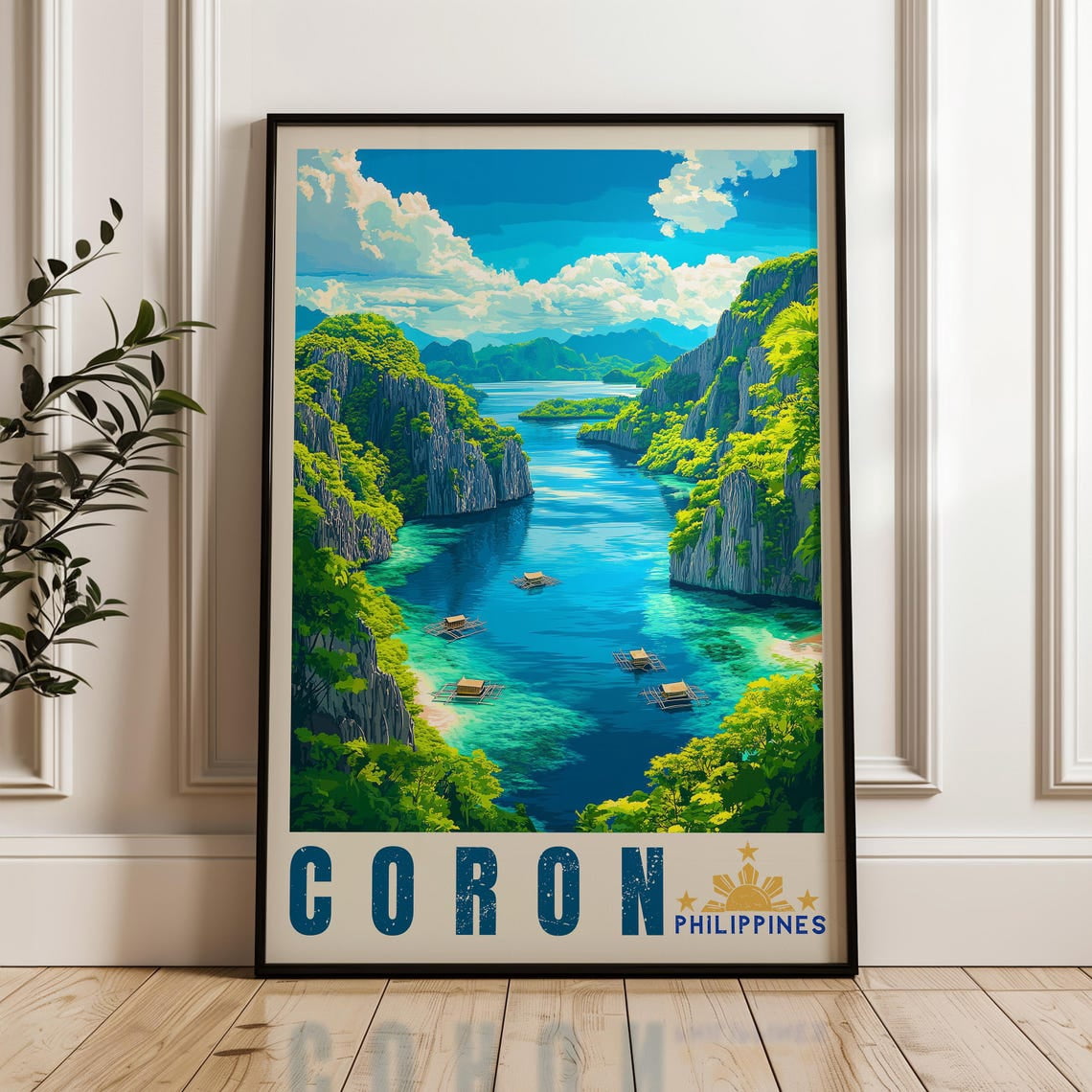 Coron Travel Poster - Philippines Wall Art Print, Palawan Island ...