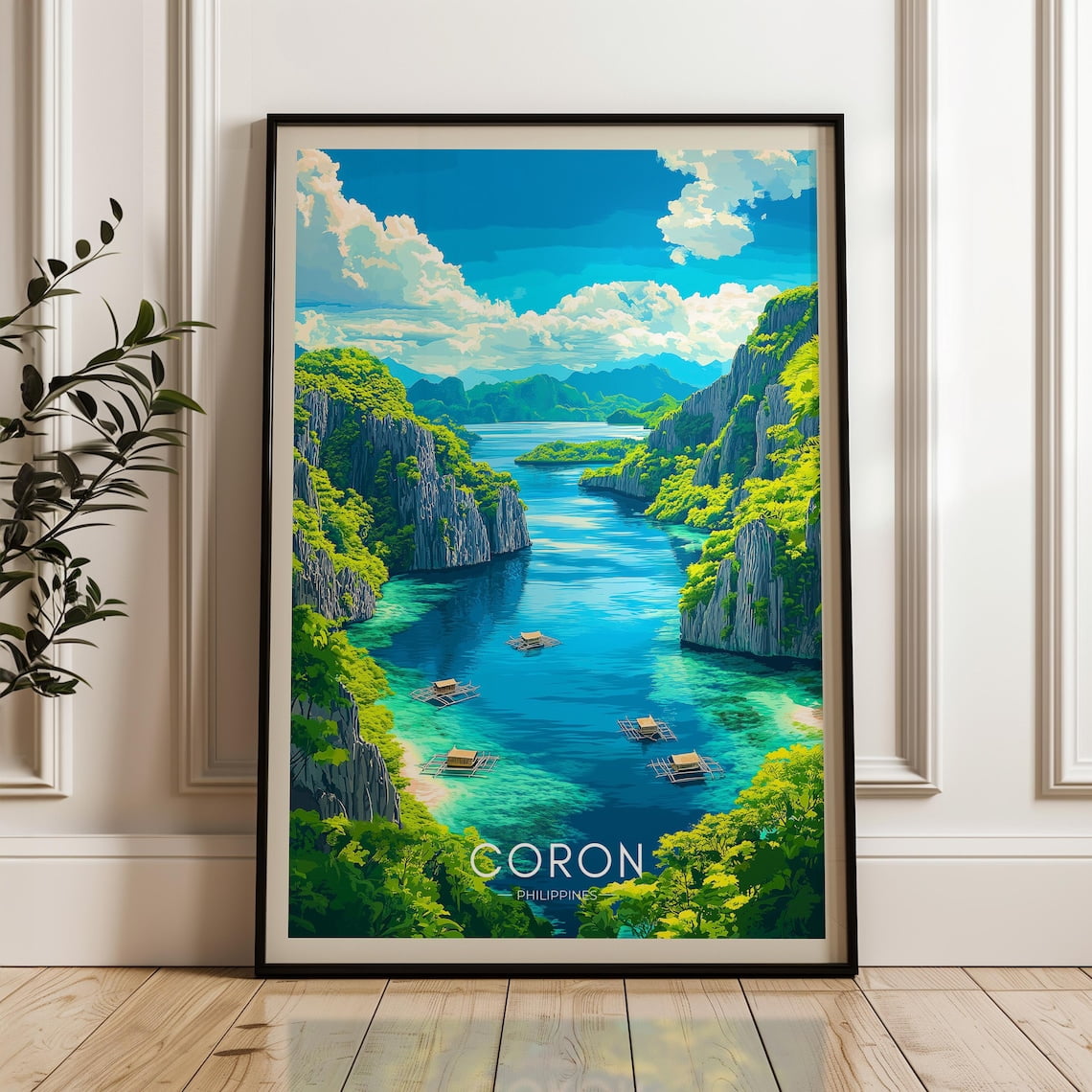 Coron Travel Poster - Philippines Wall Art Print, Palawan Island ...