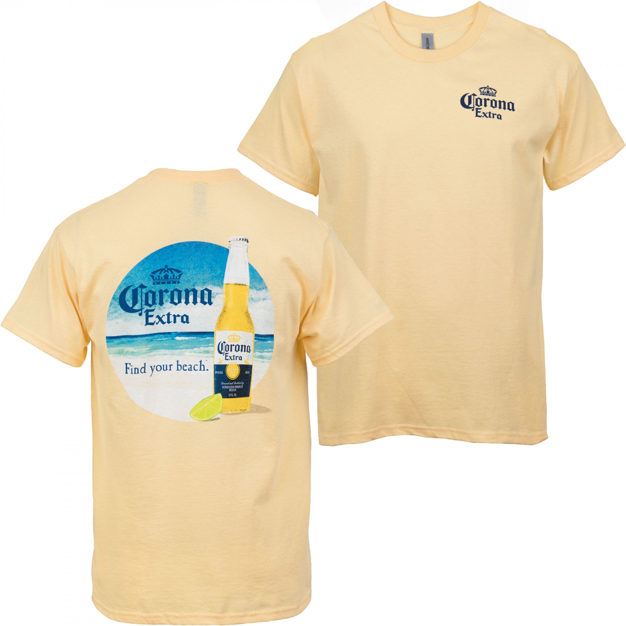 Corona Extra Find Your Beach Front Back Men's Yellow T-Shirt, beer ...