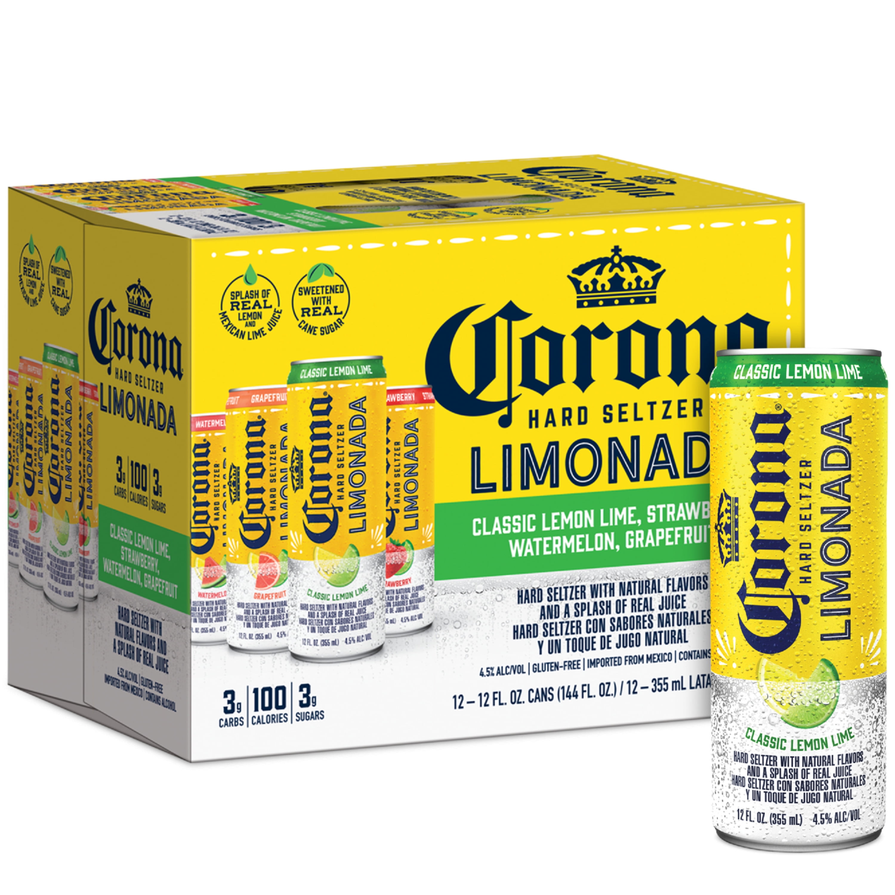 Corona Hard Seltzer Limonada Variety Pack Gluten Free, 12 Pack, 12 fl ...