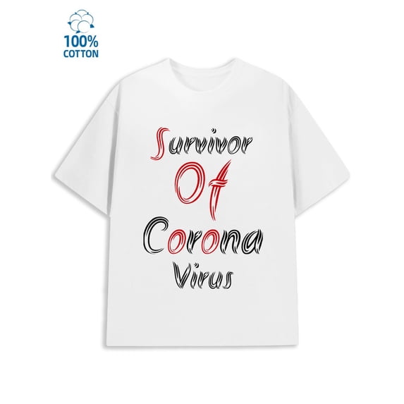 Corona Survivor Tee Mens lover white printed T-shirts, Streetwear style ...