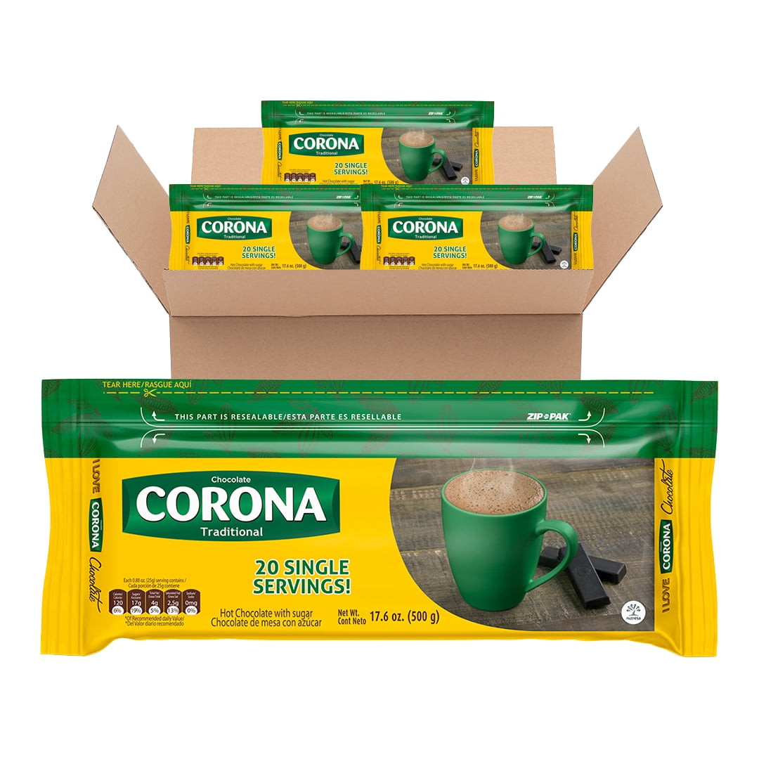 Corona Traditional Sweet Hot Chocolate Bar, Resealable, 17.6 oz, Pack ...