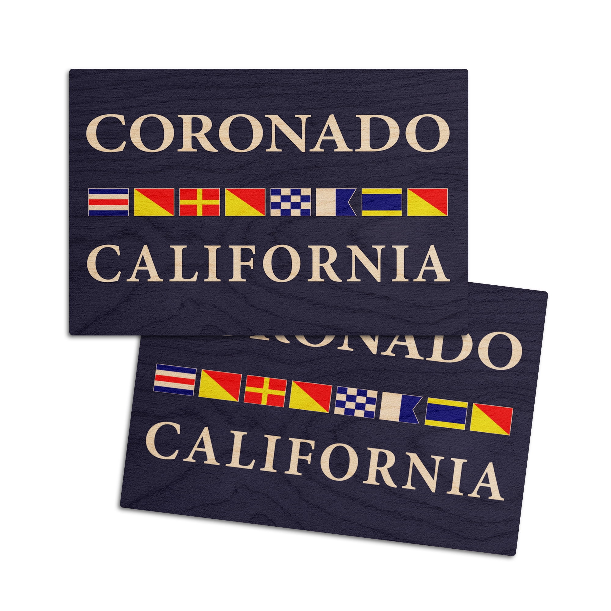 Coronado, California, Nautical Flags (4x6 Birch Wood Postcards, 2-Pack ...