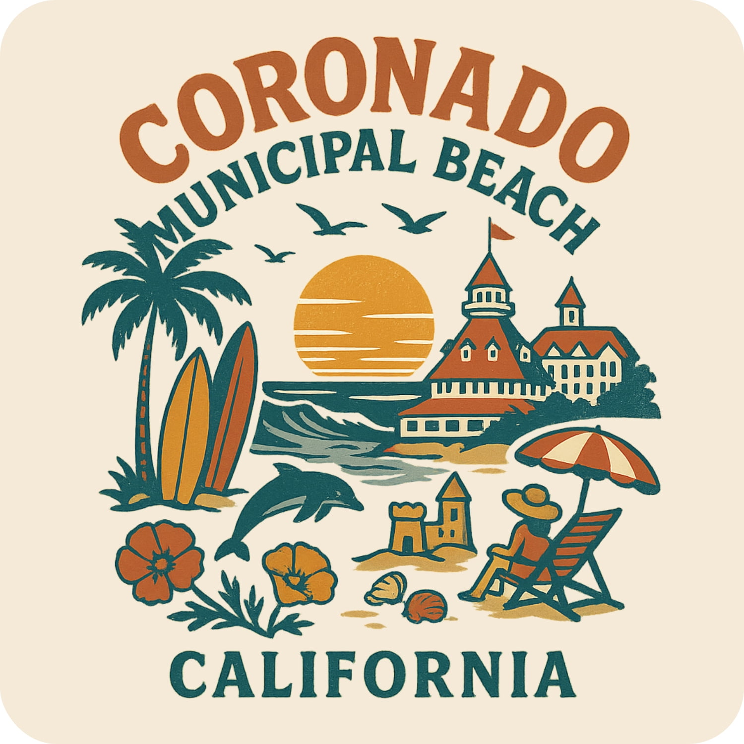 Coronado Municipal Beach California Keepsakes Souvenir Vinyl Sticker ...