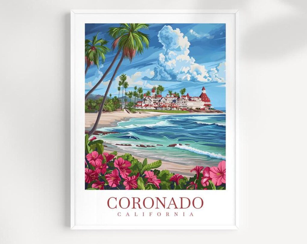 Coronado Travel Print California Poster Wall Art Coronado Wall Hanging ...