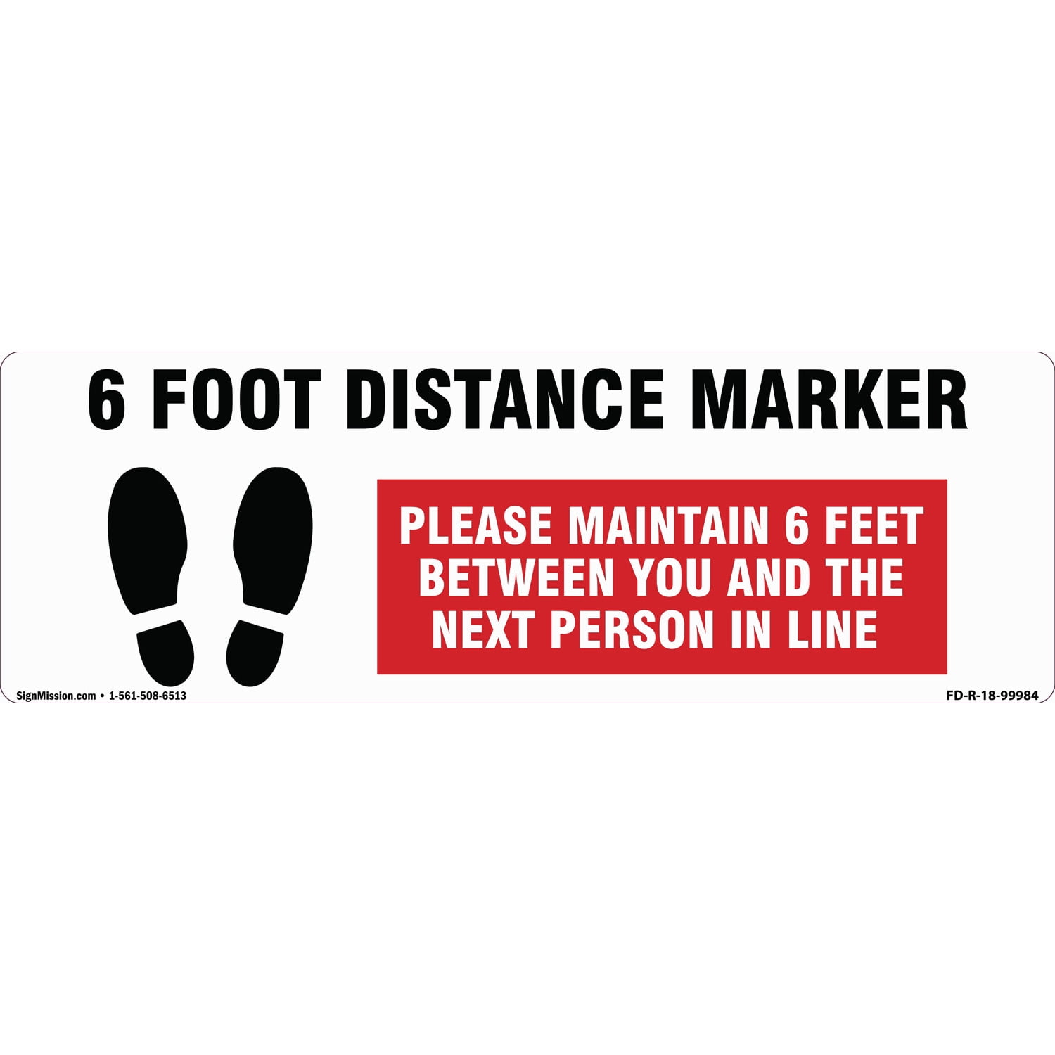 Coronavirus 6 Foot Distance Marker Rectangle Non-Slip Floor Graphic 6 ...