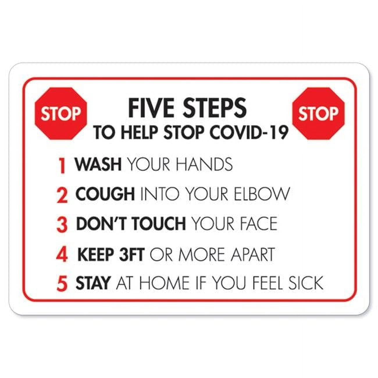 Coronavirus Notice Sign - Five Steps to Help Stop Covid-19 - Walmart.com