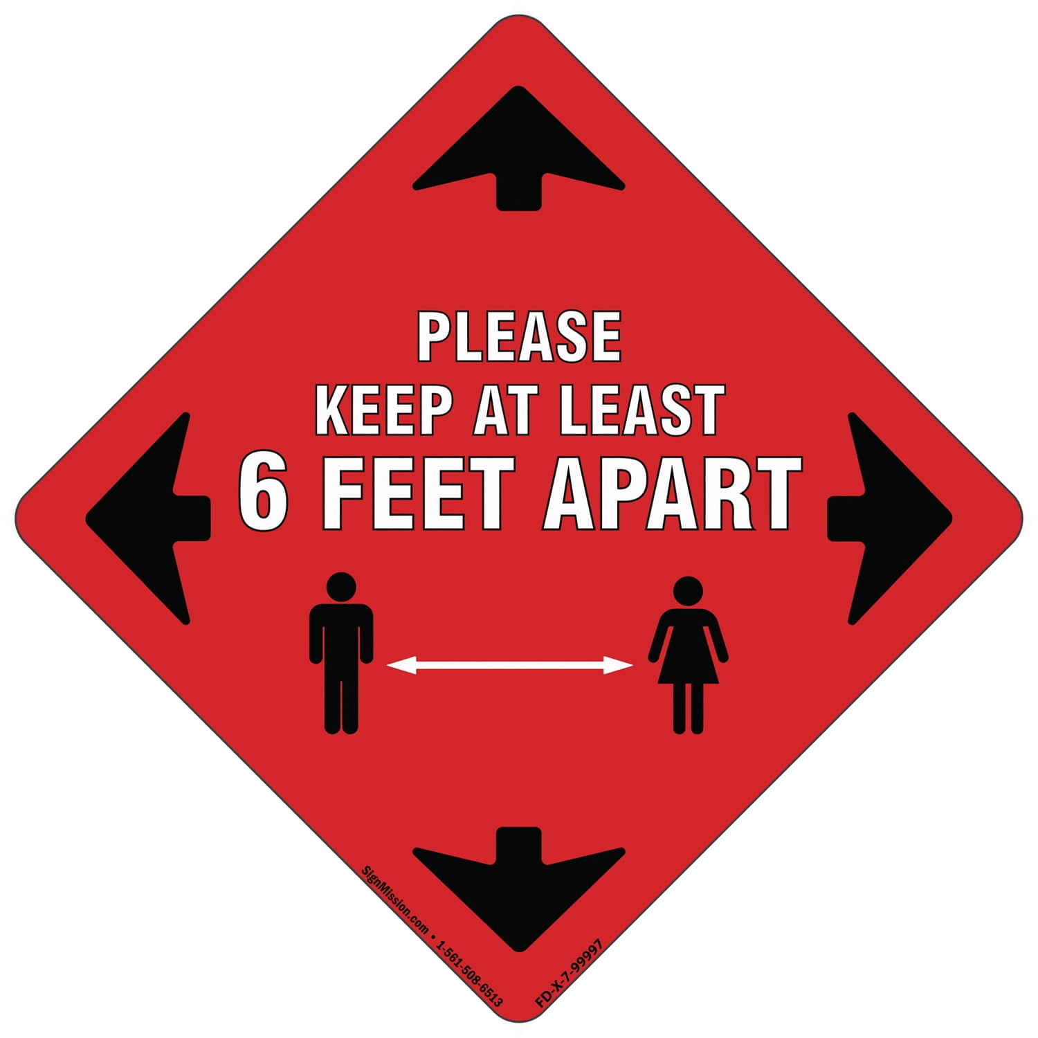 Coronavirus Please Keep At Least 6 Ft Non-Slip Floor Graphic | 3 Pack ...