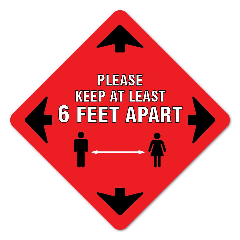 Coronavirus Please Keep At Least 6 Ft Non-Slip Floor Graphic | 3 Pack ...