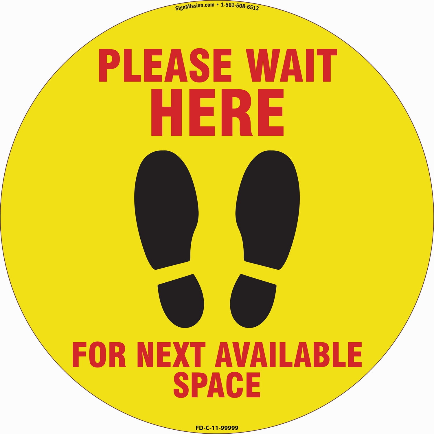 Coronavirus Please Wait Here Yellow Non-Slip Floor Graphic | 11" Vinyl ...