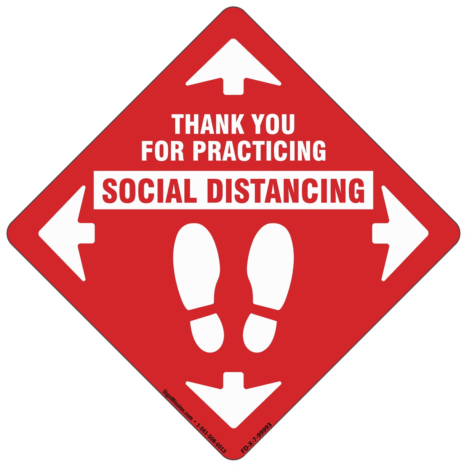 Coronavirus Thank You For Social Distance Red Non-Slip Floor Graphic ...