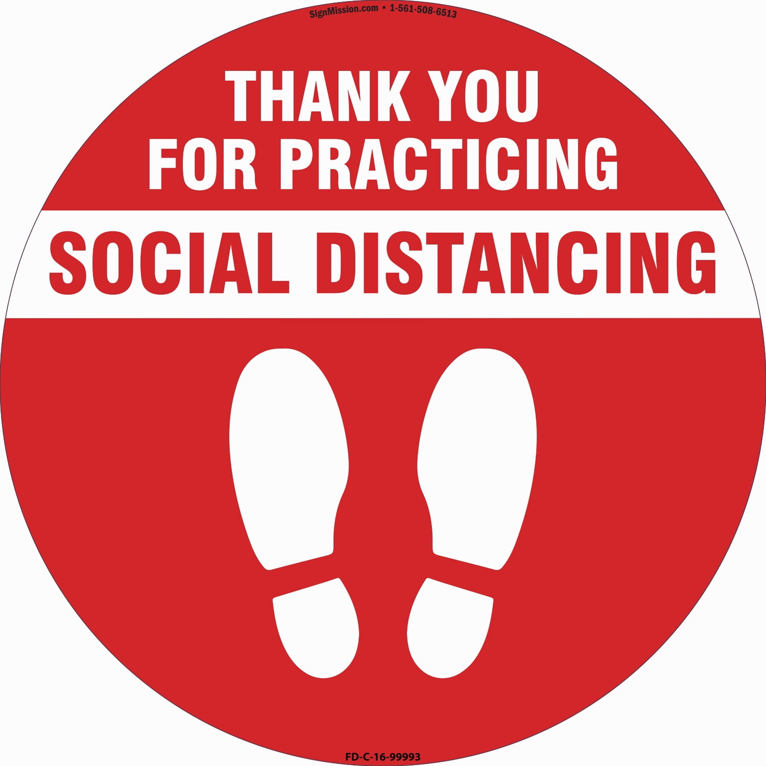 Coronavirus Thank You For Social Distance Red Non-Slip Floor Graphic ...