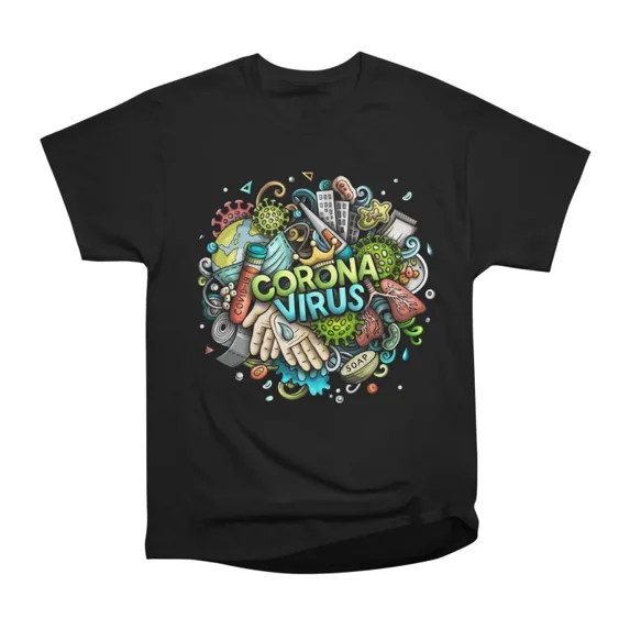Coronavirus cartoon illustration T-Shirt Tee Gift For Him Merch For Her ...