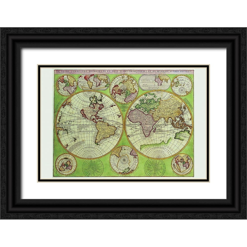 Coronelli, Vincenzo 14x11 Black Ornate Wood Framed with Double Matting ...