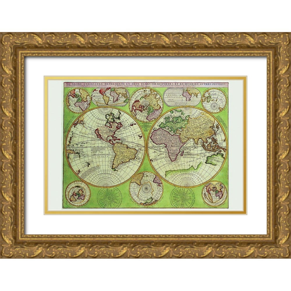 Coronelli, Vincenzo 32x23 Gold Ornate Wood Framed with Double Matting ...