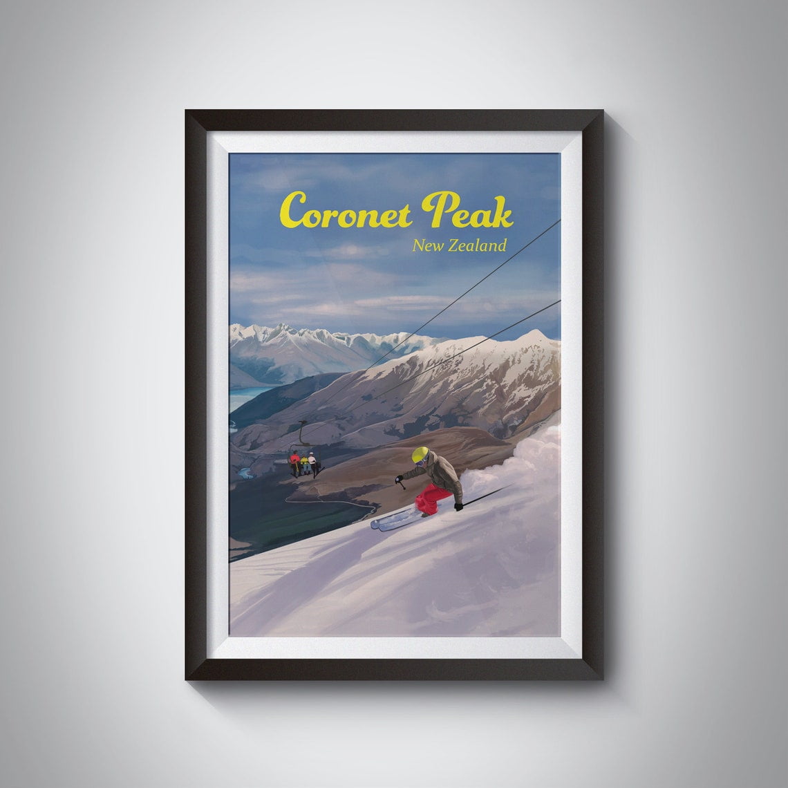 Coronet Peak Ski Resort Poster, Queenstown New Zealand Travel Poster ...