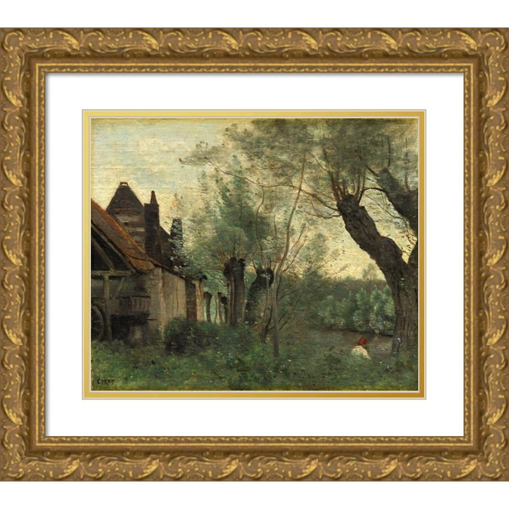 Corot Jean Baptiste Camille 17x15 Gold Ornate Wood Framed With Double