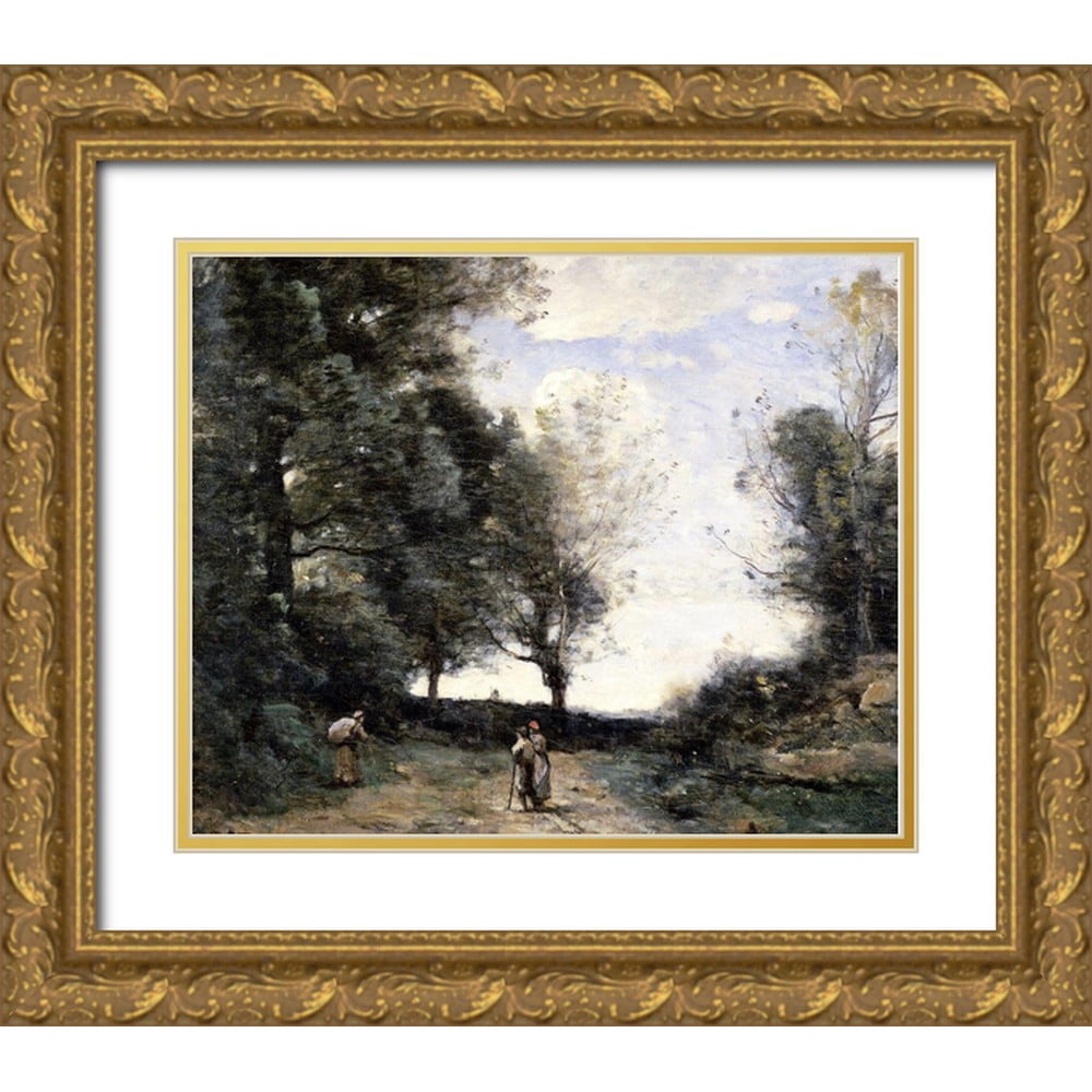 Corot, Jean-Baptiste-Camille 17x15 Gold Ornate Wood Framed with Double ...
