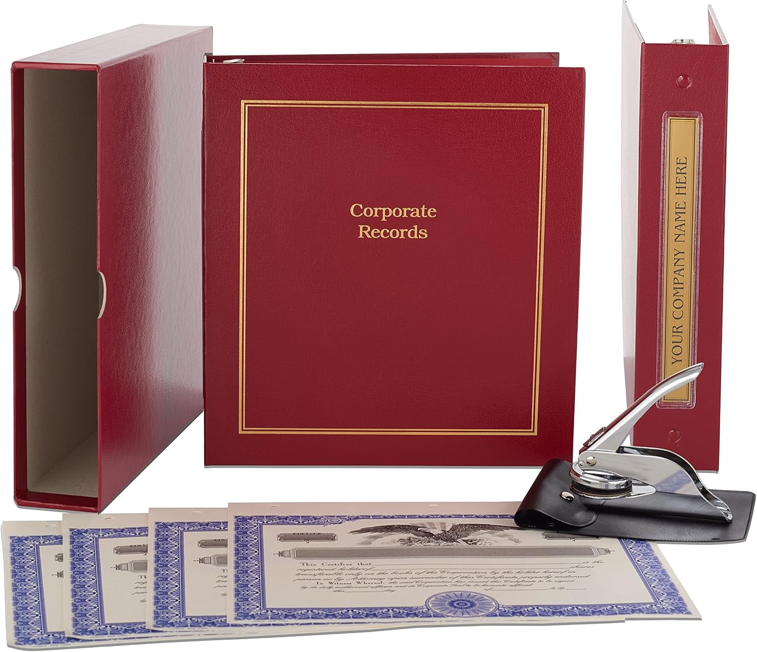 Corporate Kit (Red) - Binder, Slipcase, Minutes & Bylaws, Stock ...