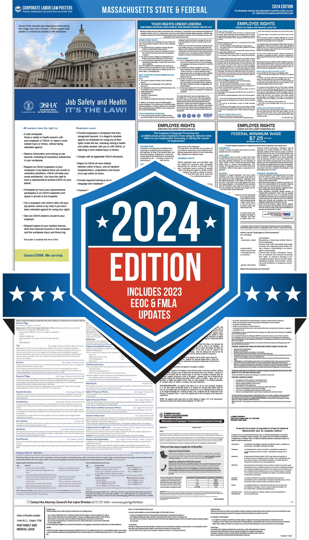 Corporate Labor Law Posters :: 2024 Massachusetts State & Federal Labor ...