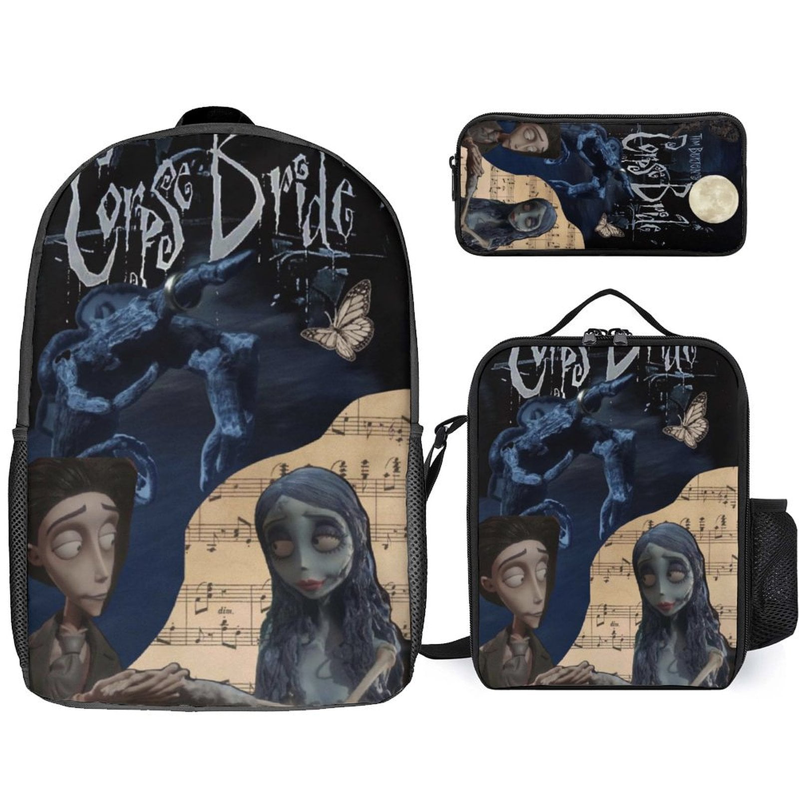Corpse Bride 3 Piece Set School Bag Set Daypack Backpack Tote Bag ...
