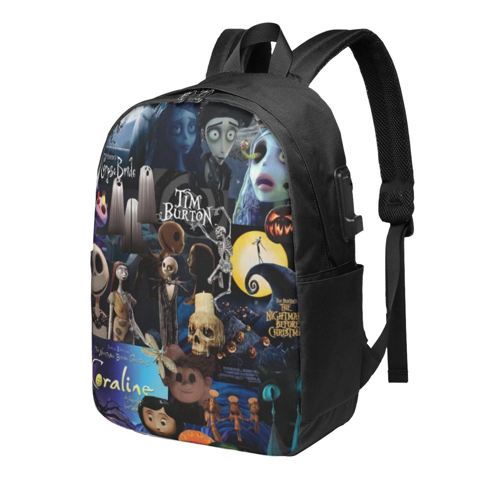 Corpse Bride And Jack Skellington 17 Inch Laptop Backpack With Usb ...