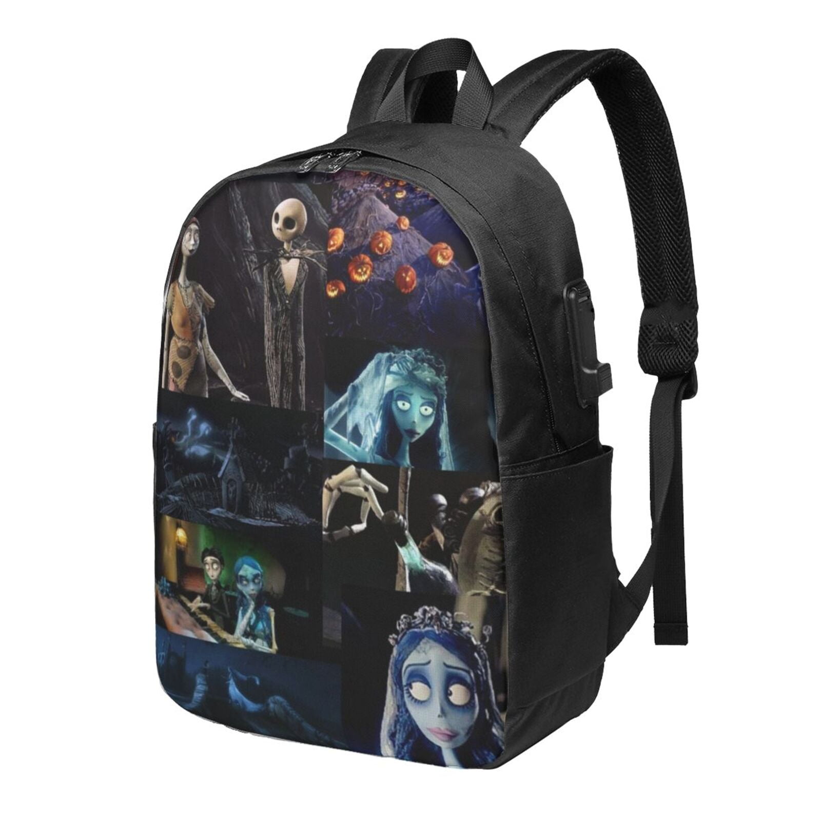 Corpse Bride And Jack Skellington 17 Inch Laptop Backpack With Usb ...