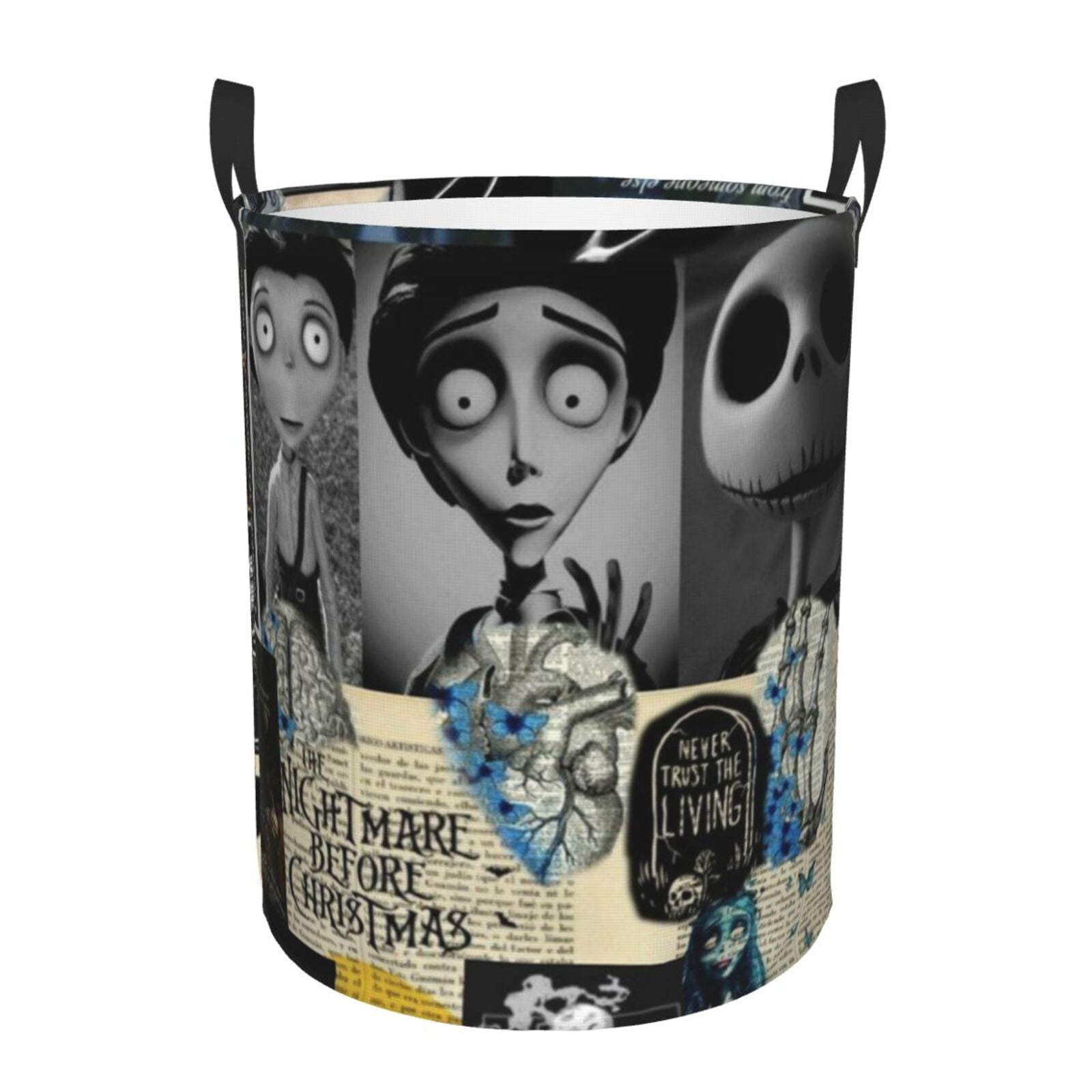 Corpse Bride And Jack Skellington Circular Hamper Laundry Basket Dirty ...