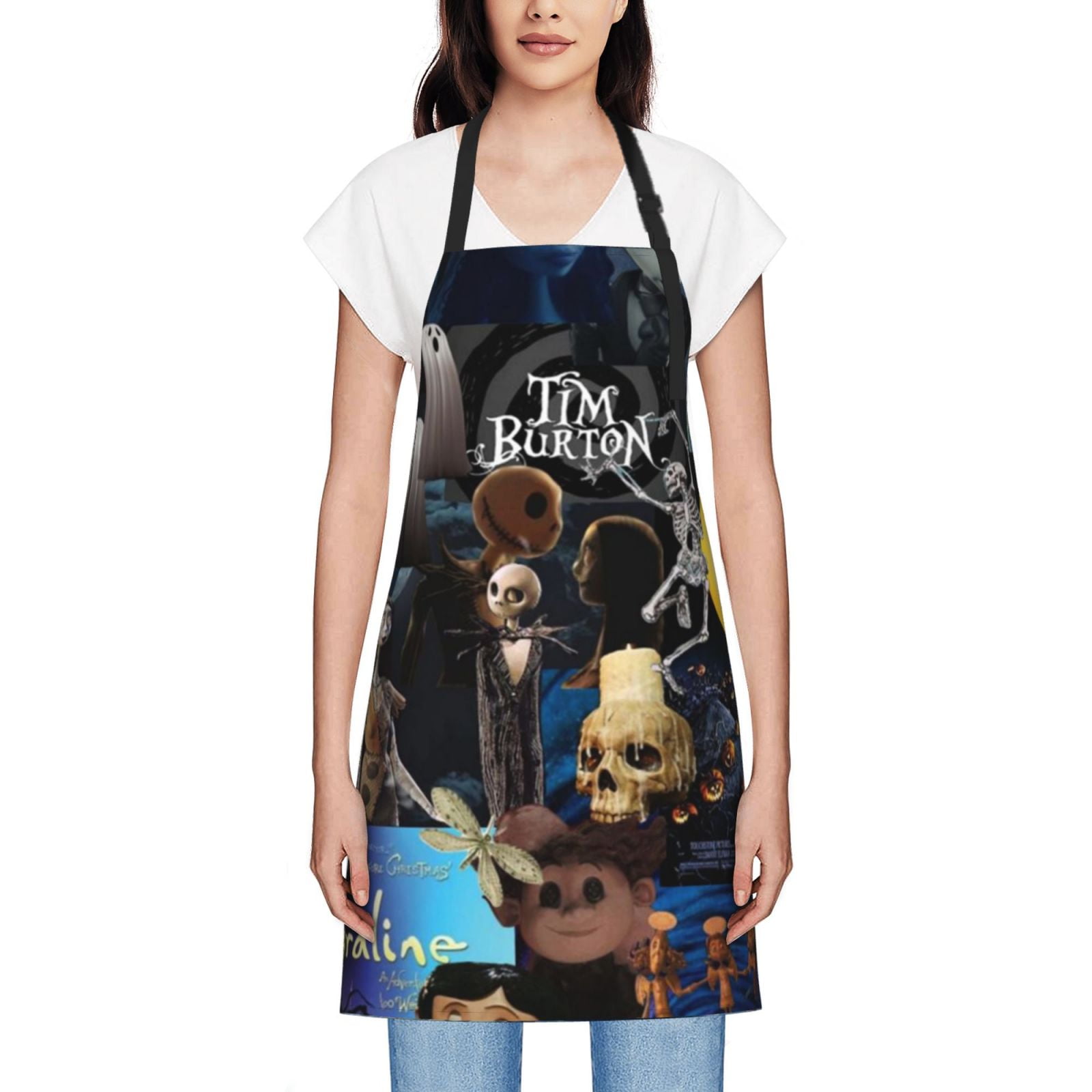 Corpse Bride And Jack Skellington Waterproof Apron For Women Kitchen ...