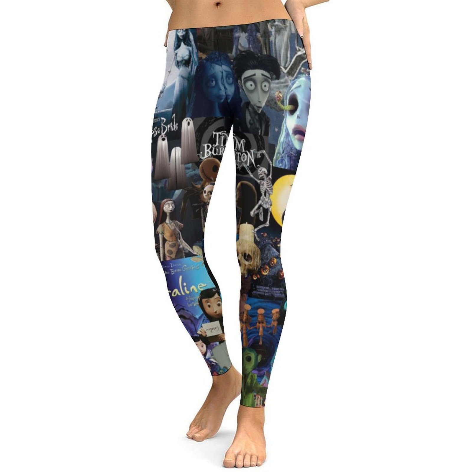 Corpse Bride And Jack Skellington Womens Athletic Leggings Soft High ...