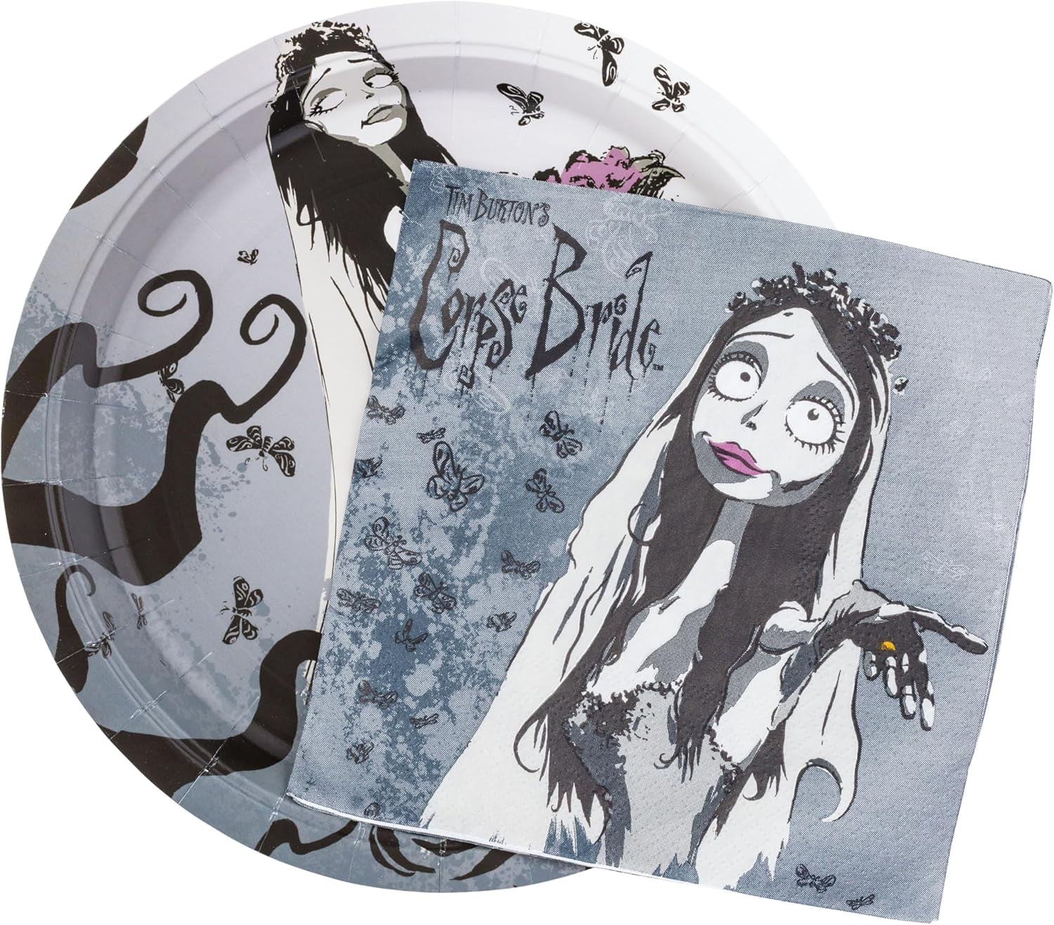 Corpse Bride Butterflies And Roses 32ct Paper Napkin and Plate Party ...