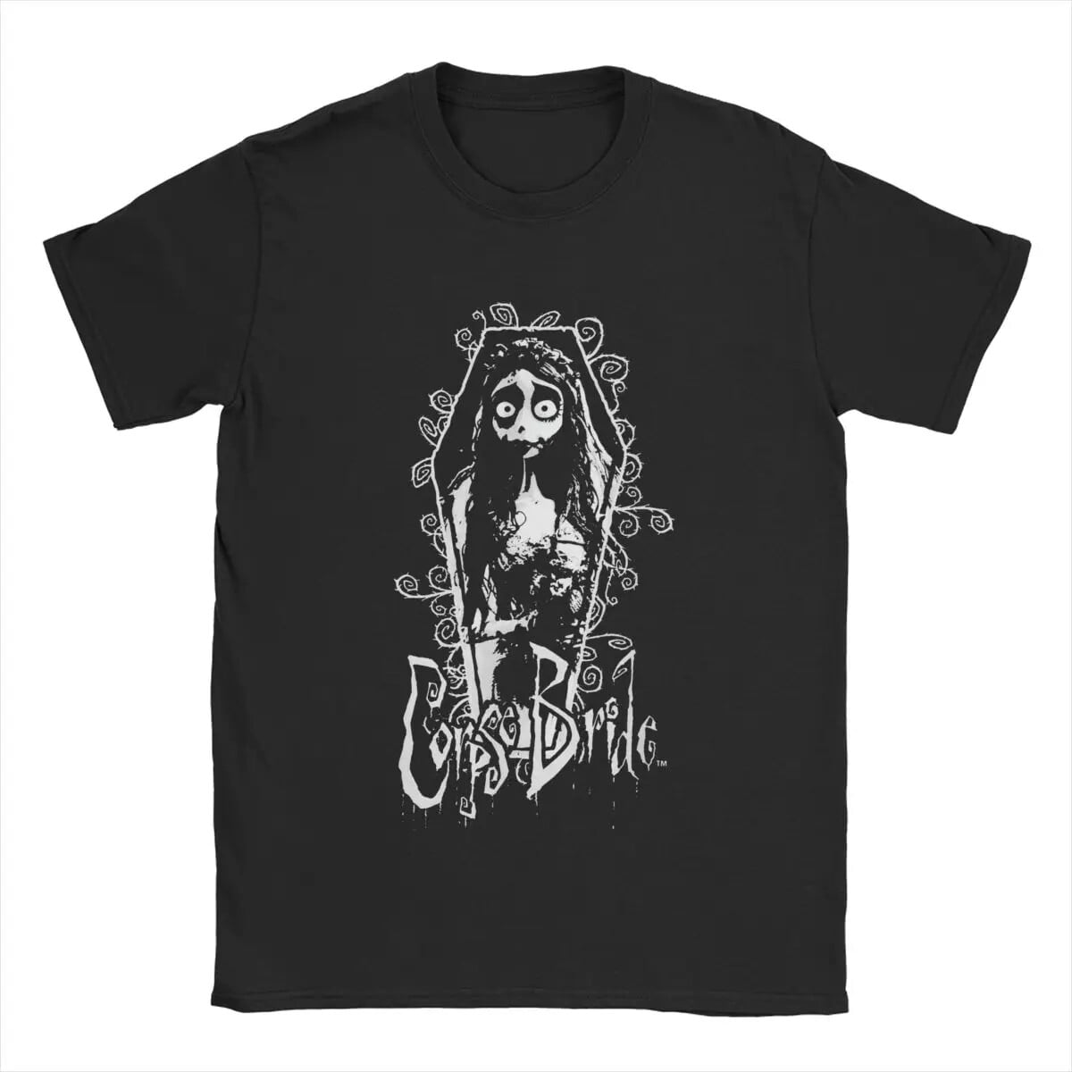 Corpse Bride Emily Coffin Frame T Shirts Men's Pure Cotton Vintage T ...