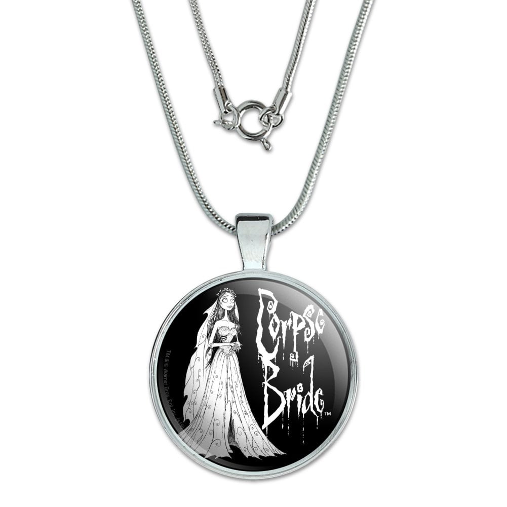 Corpse Bride Logo and Silhouette 1" Pendant with Sterling Silver Plated ...
