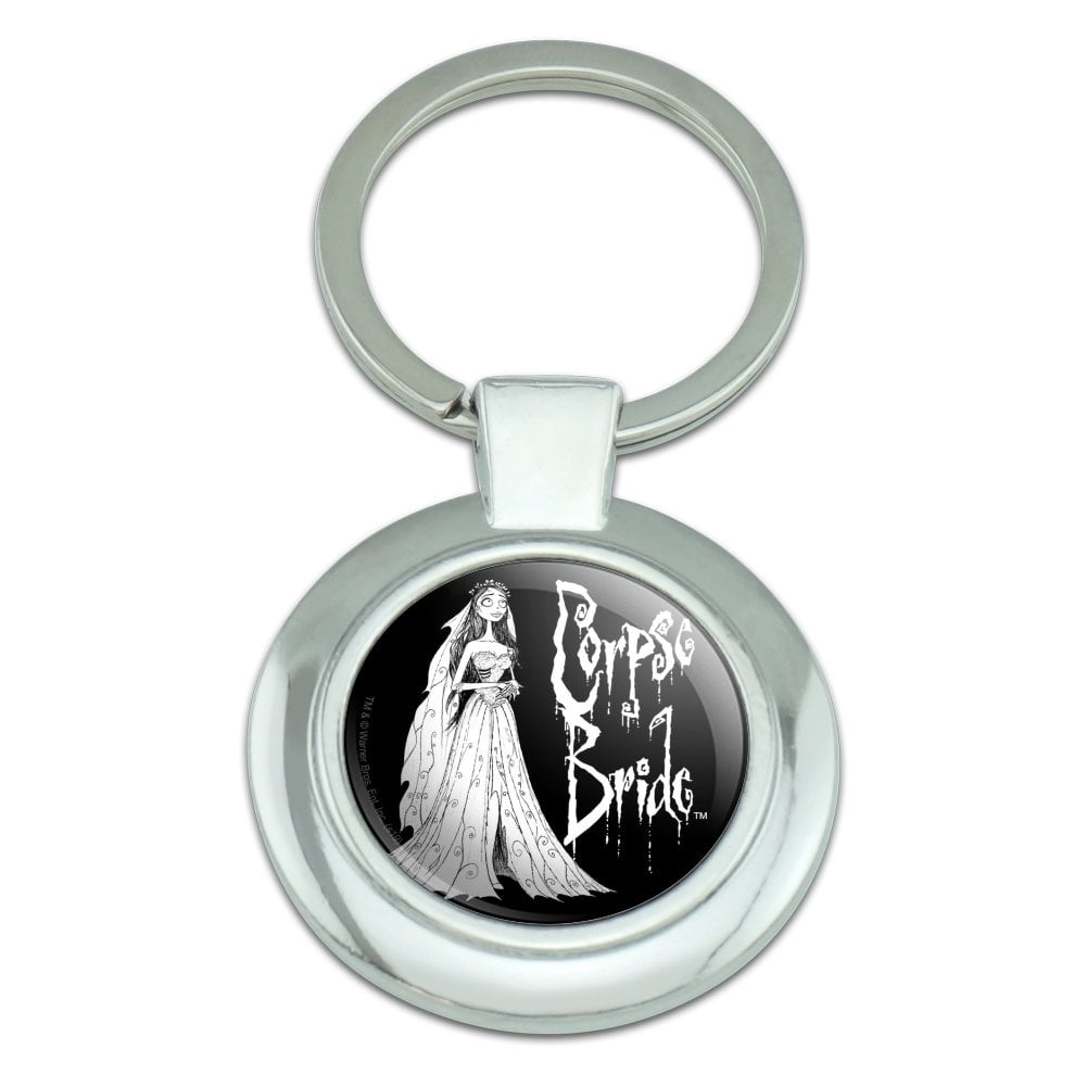 Corpse Bride Logo and Silhouette Keychain Classy Round Chrome Plated ...