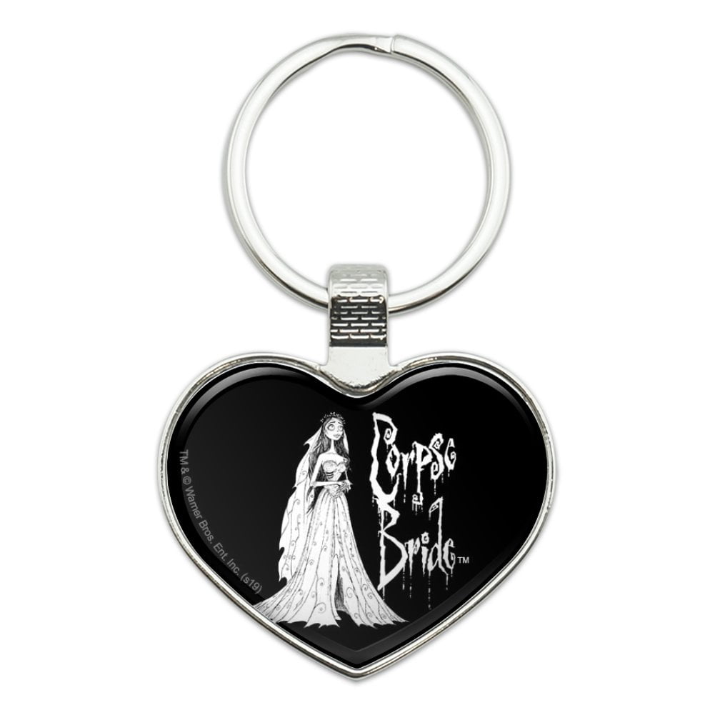 Corpse Bride Logo and Silhouette Keychain Heart Love Metal Key Chain ...