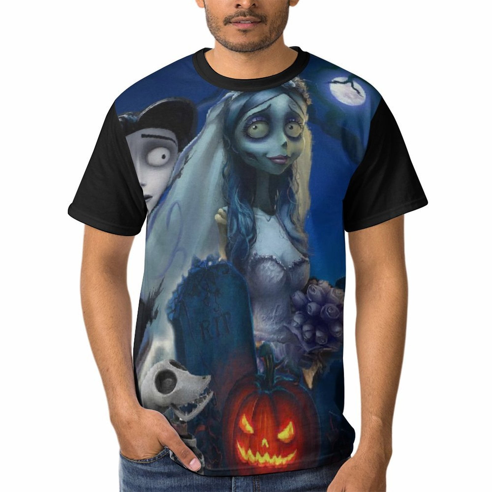 Corpse Bride Mens T-Shirt Short-Sleeved Shirts Round Neck Summer Tees ...